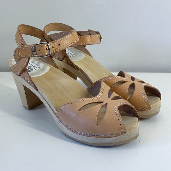 Maguba | Shoes | Maguba Swedish Clogs Tan Cut Out Leather Wooden ...